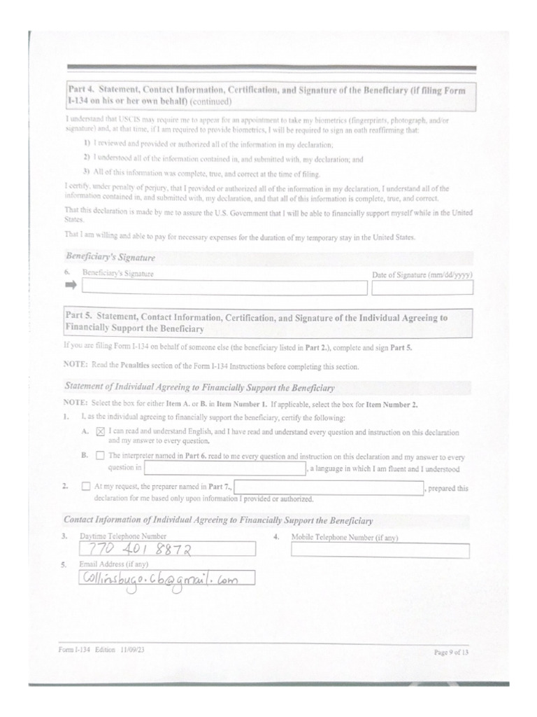 Part 4. Statement, Contact Information, Certification, and Signature of ...