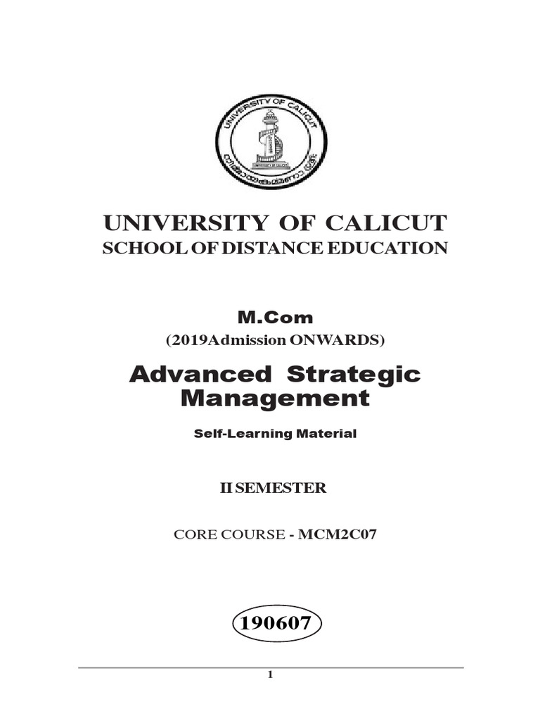 M.Com Strategic Management Guide | PDF | Strategic Management | Goal