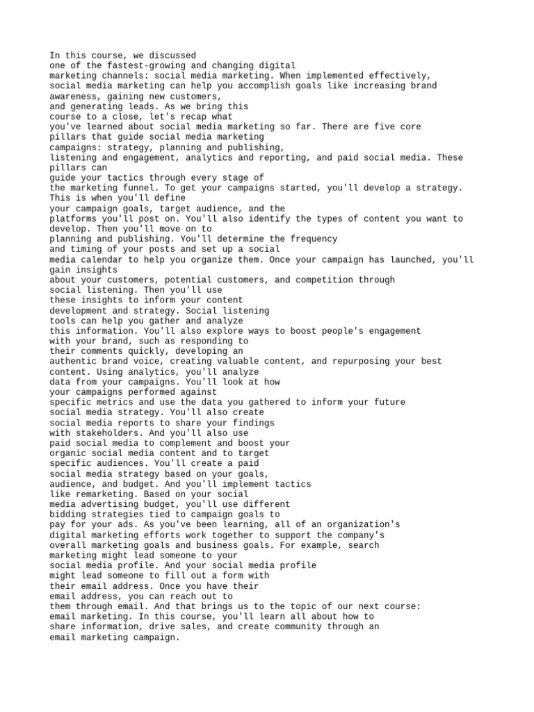 w5-s17. Course Wrap-Up | PDF | Social Media Marketing | Popular Culture ...