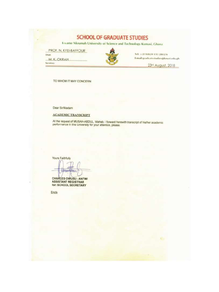 Master Transcript New | PDF