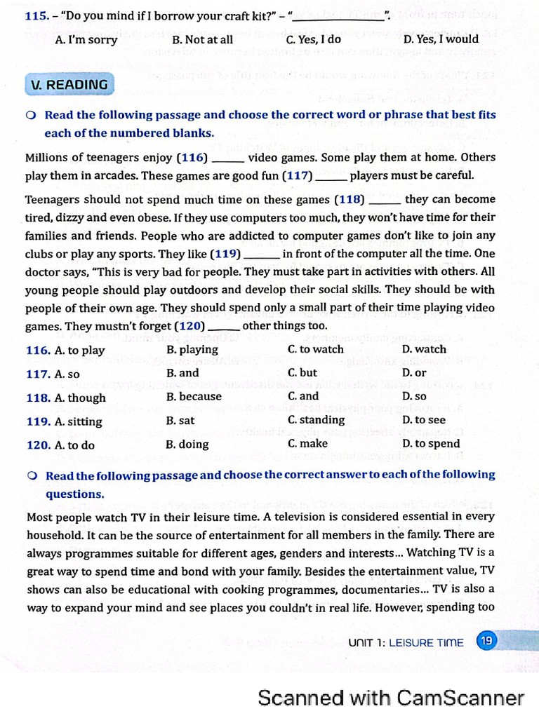 BT trắc nghiệm Unit 1 Bùi Văn Vinh p2 | PDF