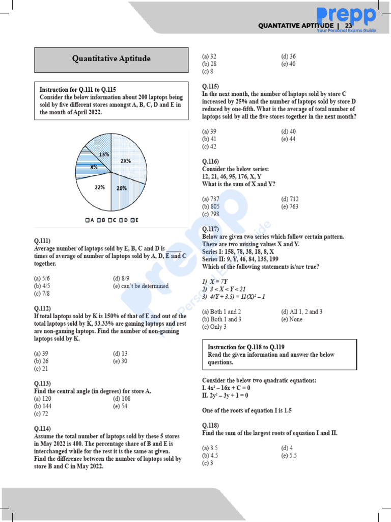 RBI PYP PHASE 01 2023 Quantitive Aptitude PDF 1 | PDF