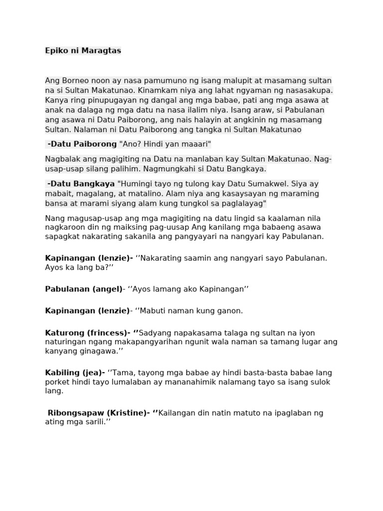 Epiko Ni Maragtas | PDF