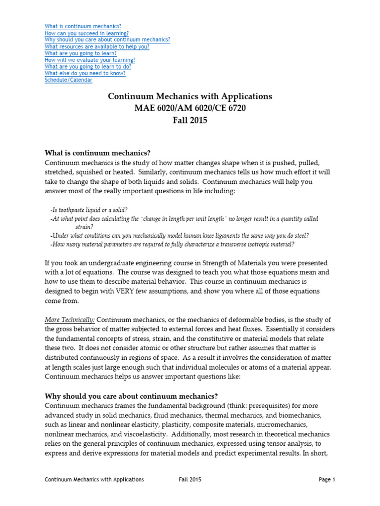Continuum Mechanics With Applications | PDF | Stress (Mechanics ...