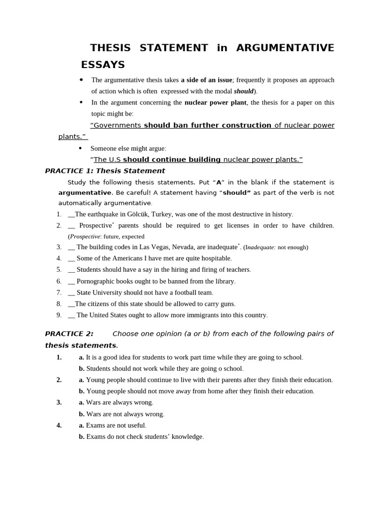 Thesis Statements | PDF | Argument | Essays