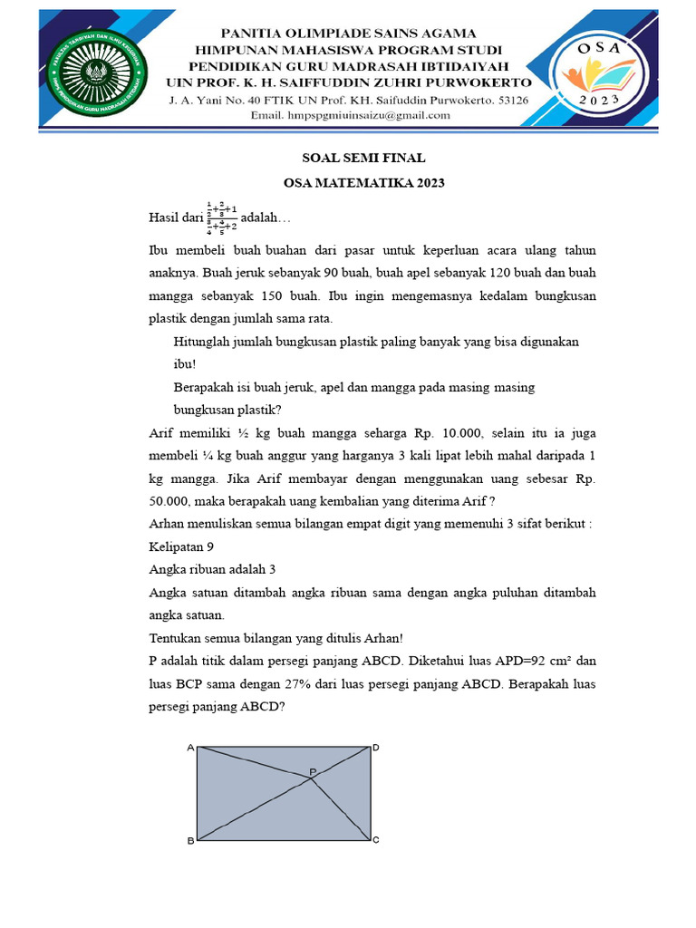 Soal Semi Final Osa MTK 2023 | PDF | Metode & Bahan Ajar