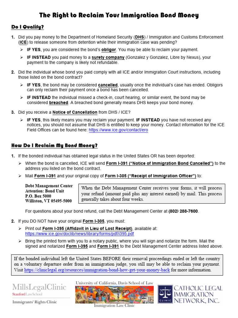 How to Reclaim Immigration Bond Money | PDF | U.S. Immigration And ...
