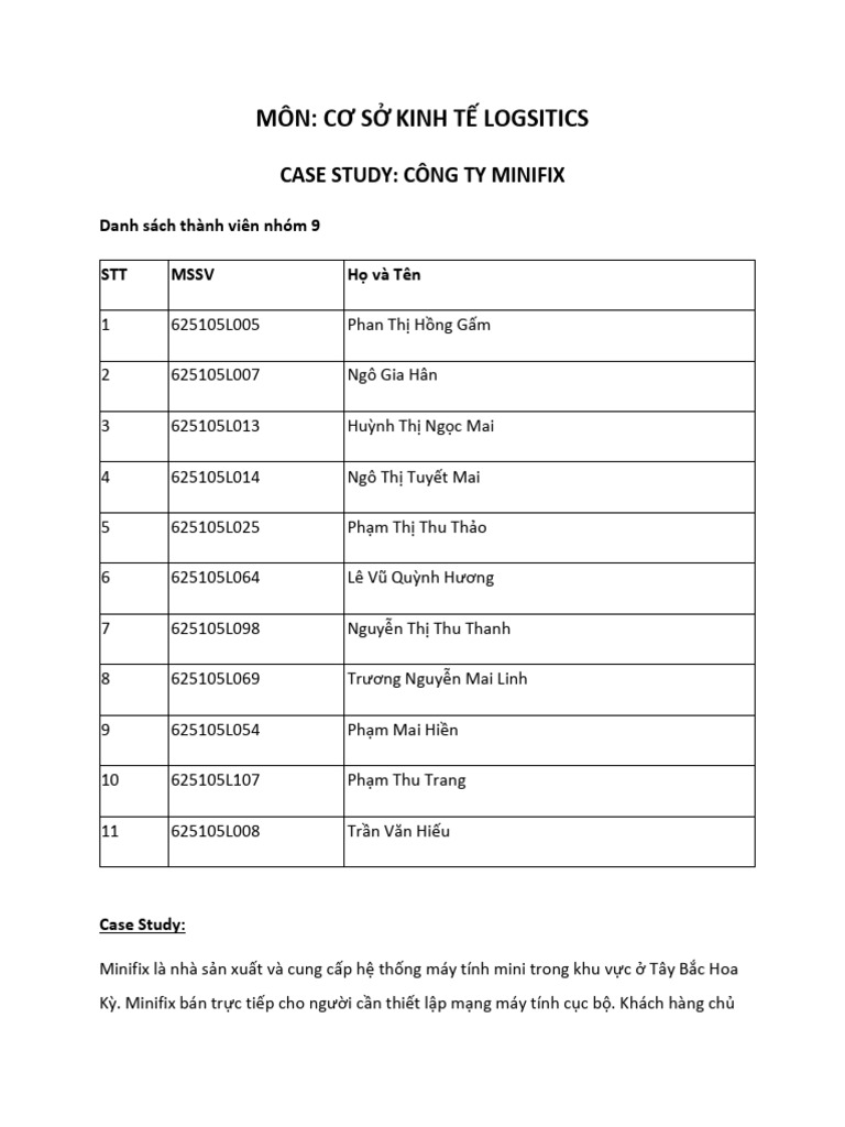 CSKT Case Study Công Ty Minifix | PDF