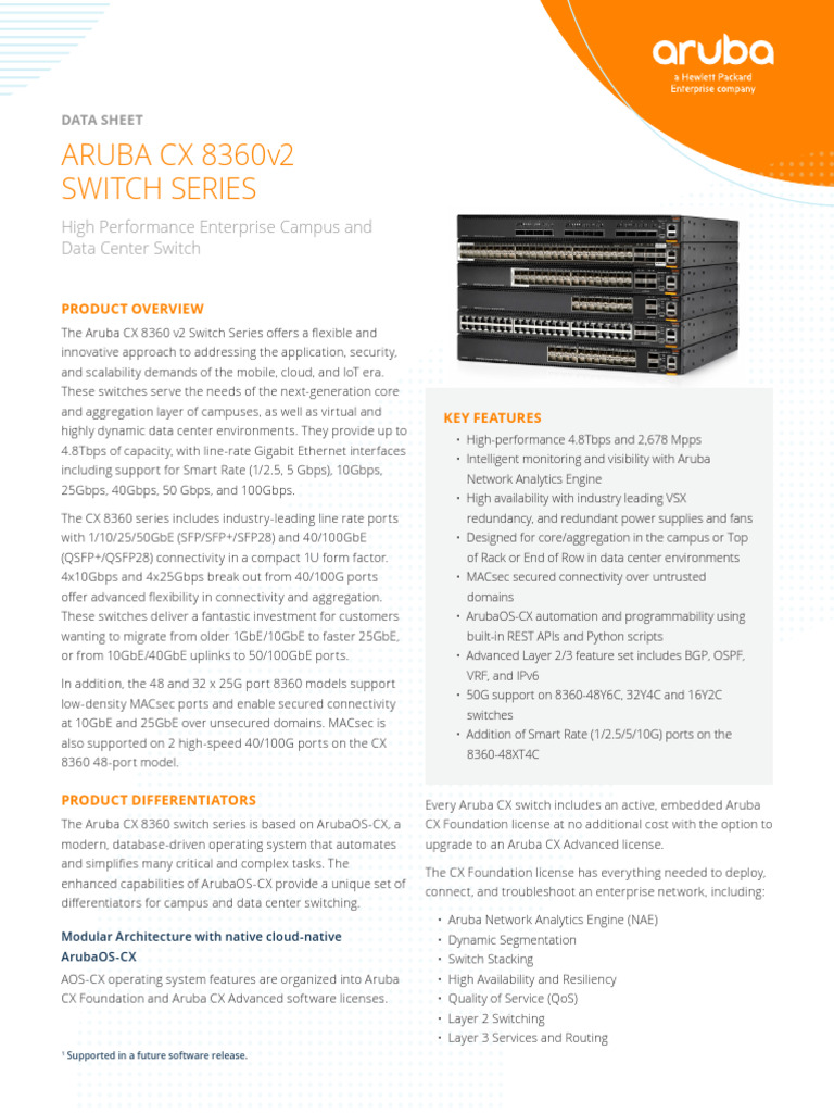 Aruba CX 8360v2 Switch Series Data Sheet-A50002121enw | PDF | I Pv6 ...