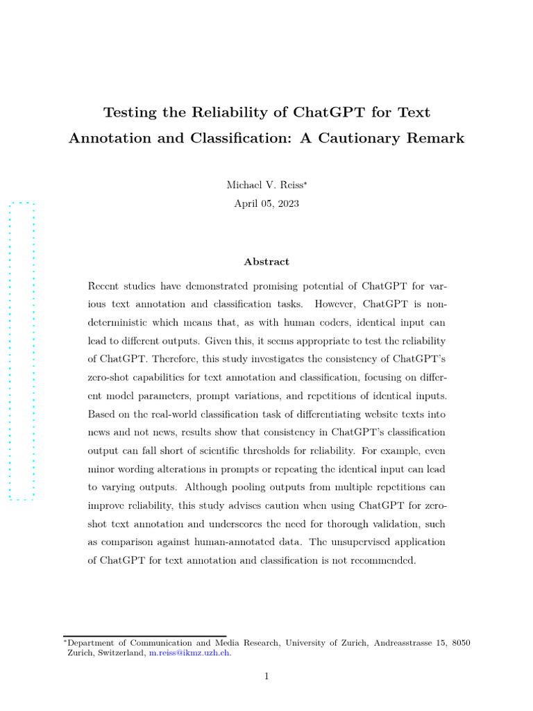 Testing The Reliability of ChatGPT For Text Annotation and ...