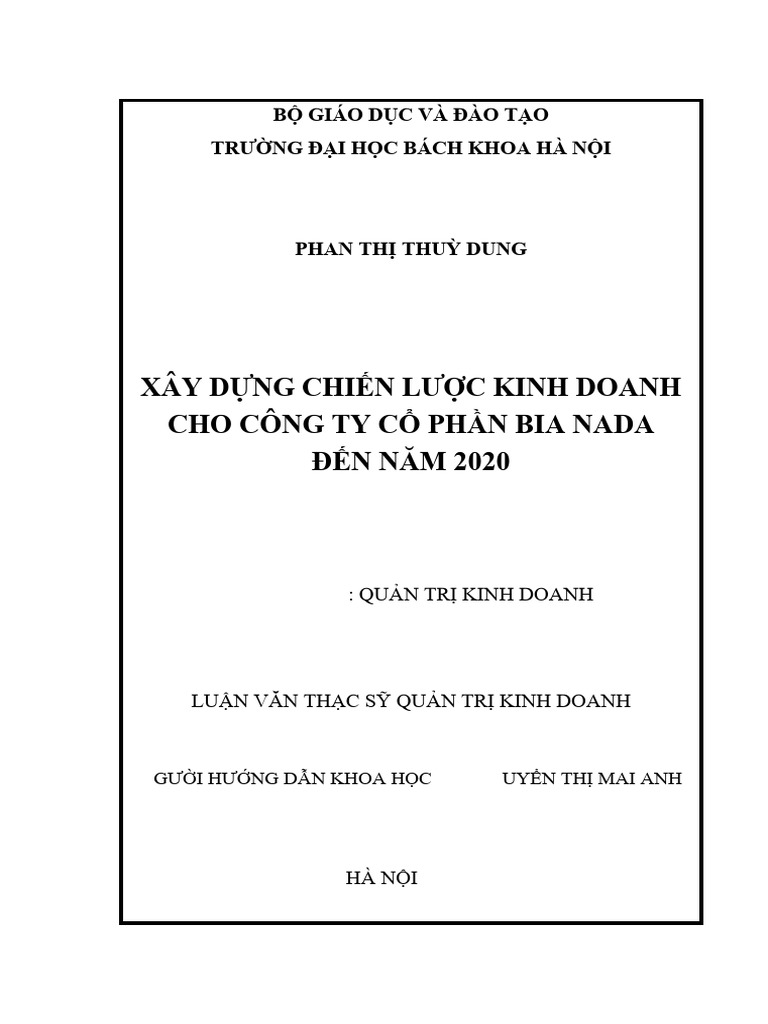 Xay Dung Chien Luoc Kinh Doanh Cho Cong Ty Co Phan Bia Nada Den Nam ...