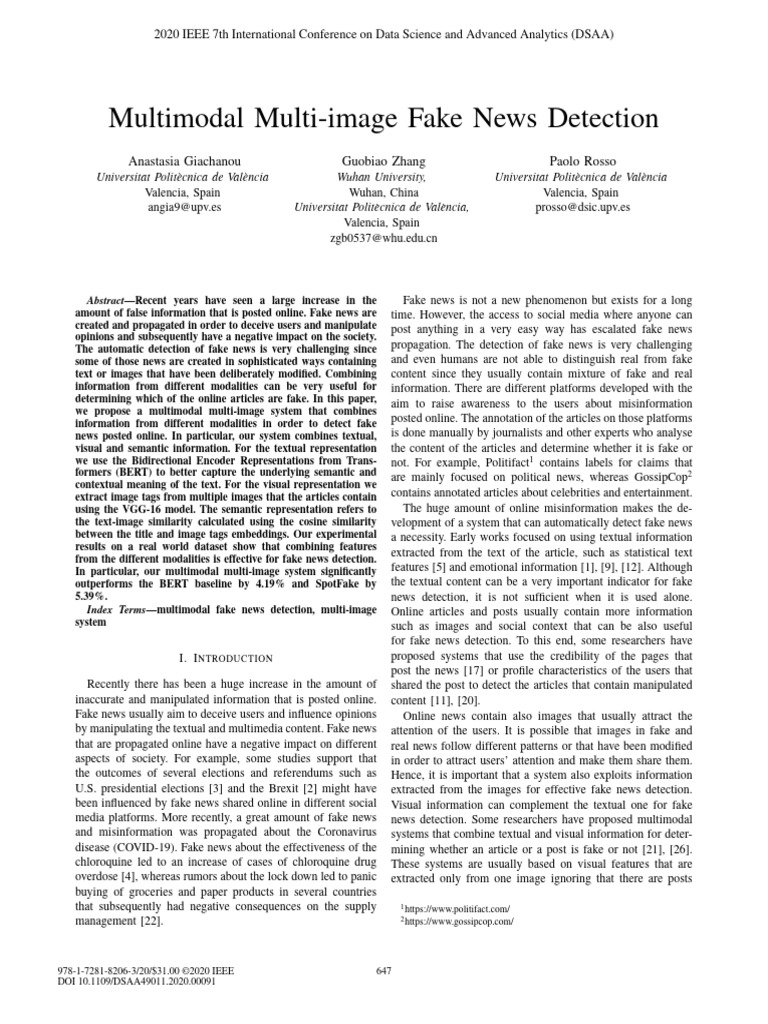 Multimodal Multi-Image Fake News Detection | PDF | Cognitive Science ...
