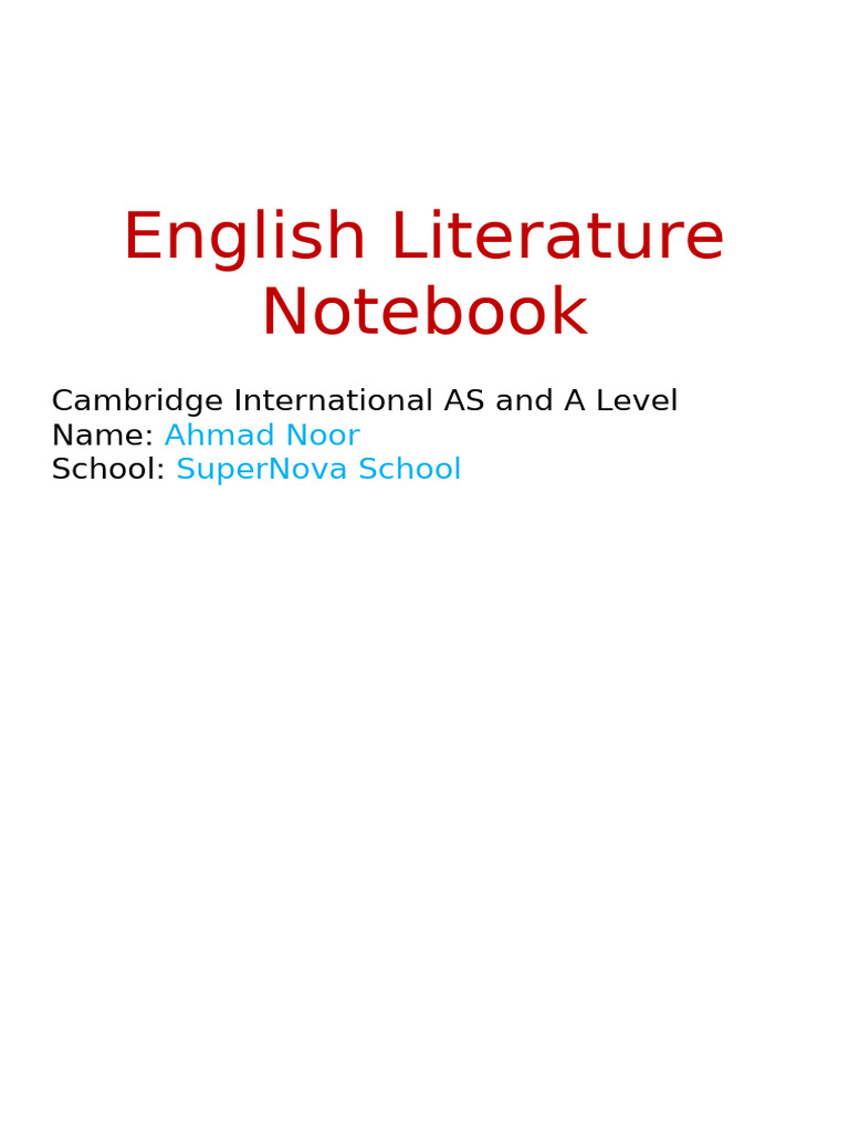 AS/A Level English Literature Guide | PDF