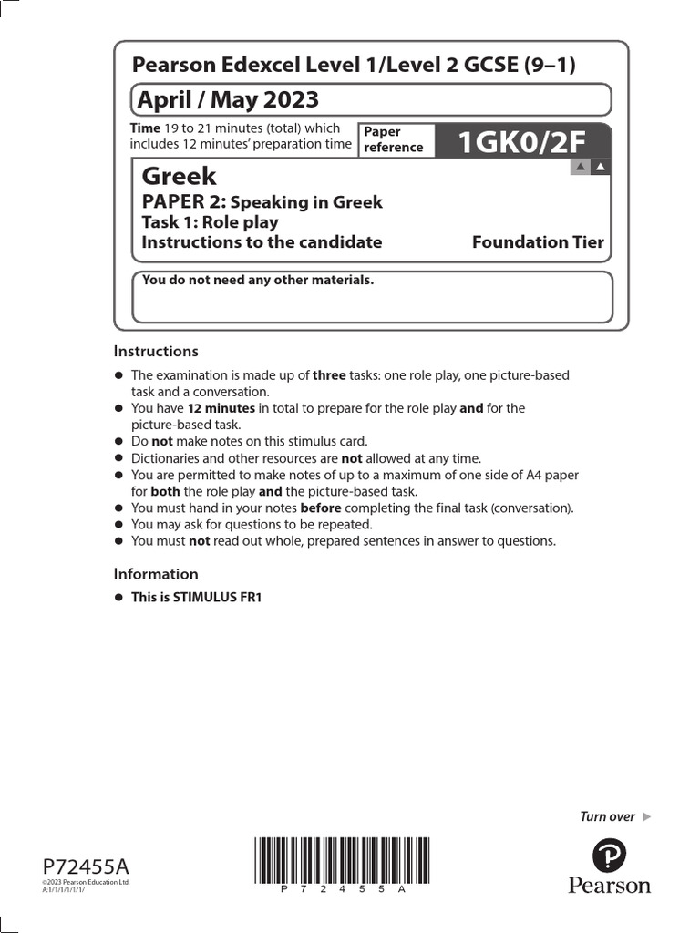 Greek GCSE Speaking Exam Guide | PDF | United Kingdom | Student ...