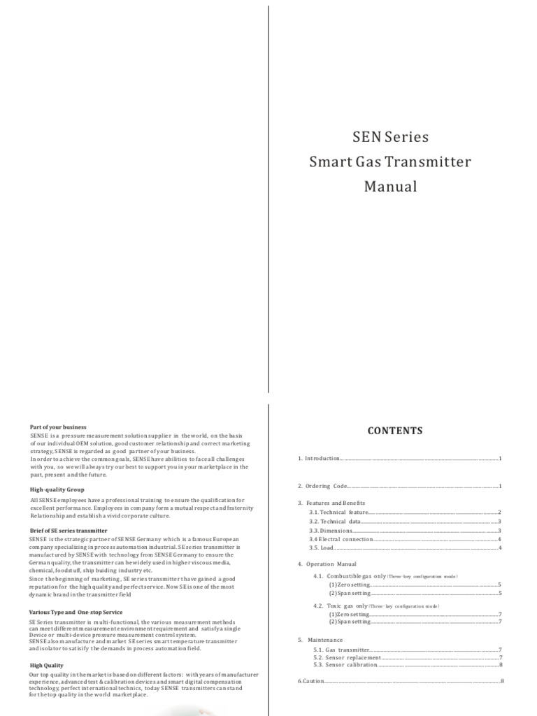 Smart Gas Transmitter Manual Guide | PDF | Calibration | Gases