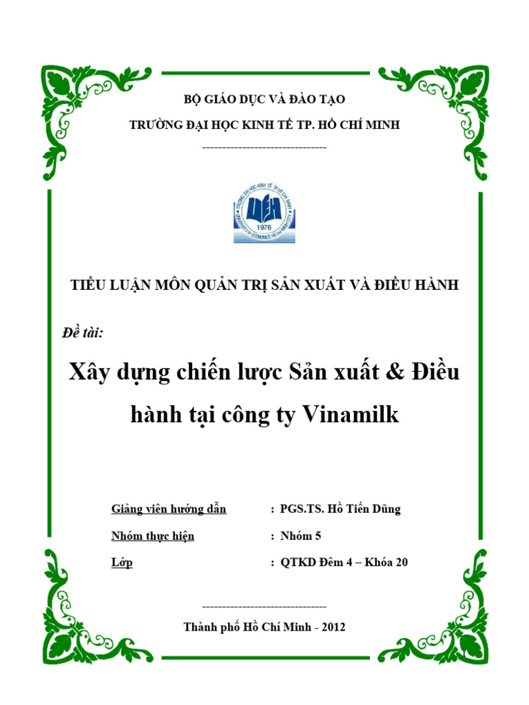 Xay Dung Chien Luoc San Xuat Dieu Hanh Tai Cong Ty Vinamilk | PDF