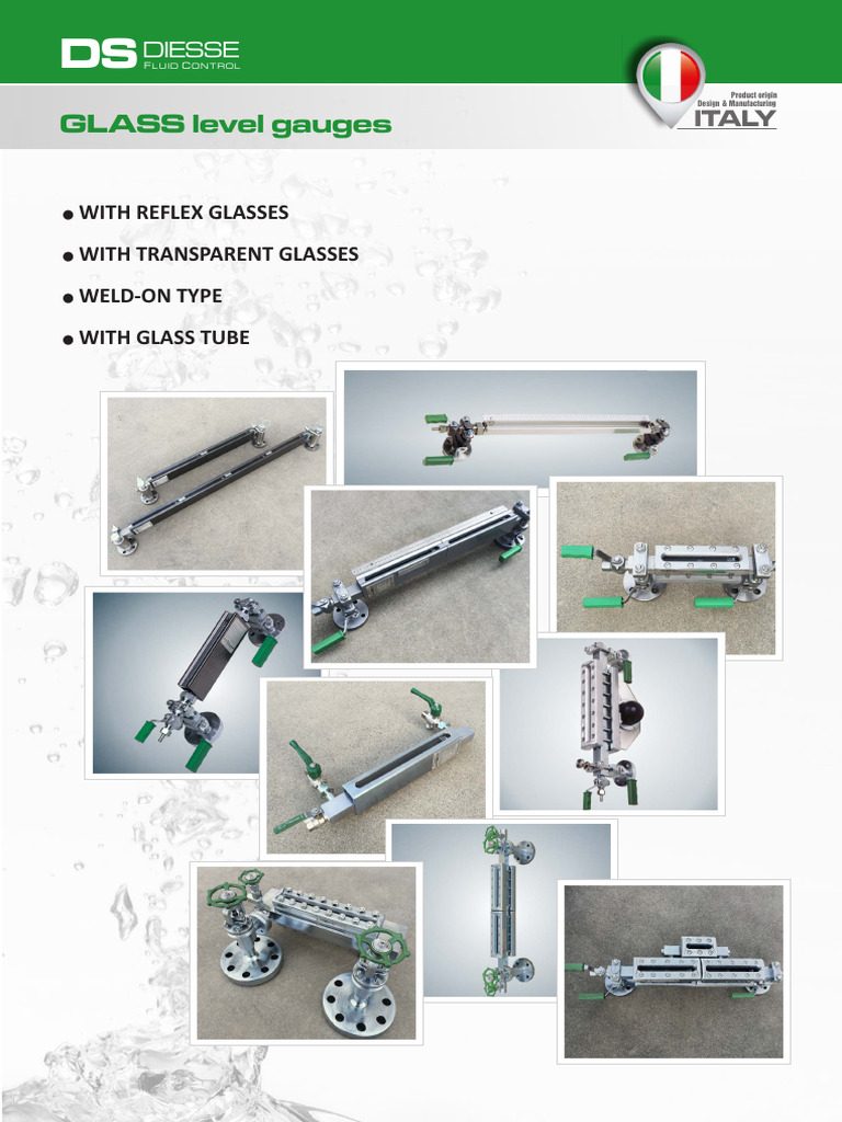 Glass Level Gauges Overview and Specs | PDF | Corrosion | Valve