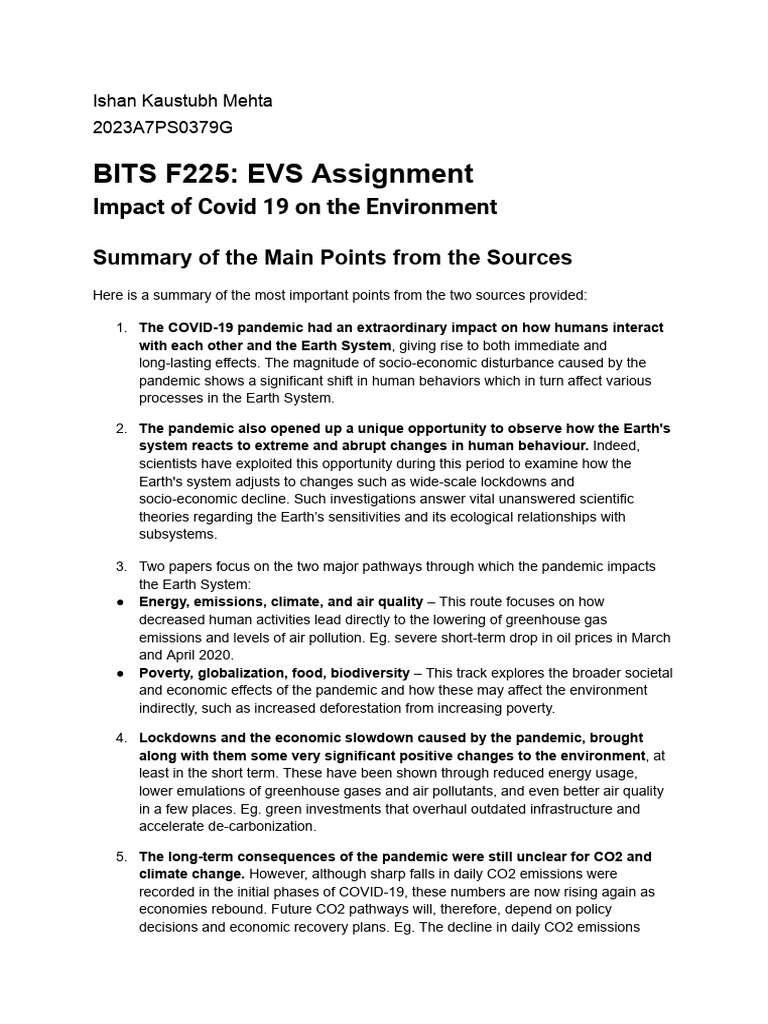 2023A7PS0379G - EVS - Assignment - Ishan Kaustubh Mehta | PDF | Climate Change | Sustainability