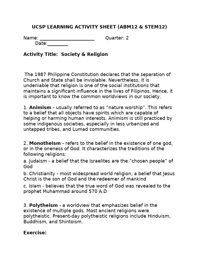 Ucsp Las10 | PDF | Science & Mathematics | Religion & Spirituality