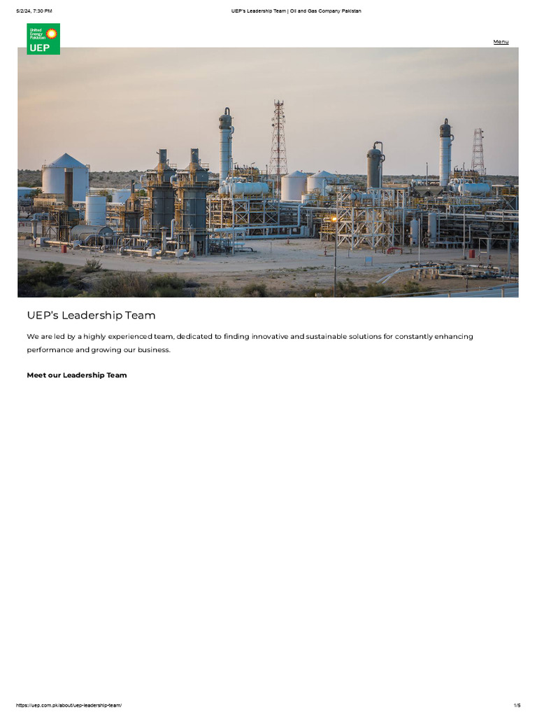 UEP's Leadership Team - Oil and Gas Company Pakistan | PDF