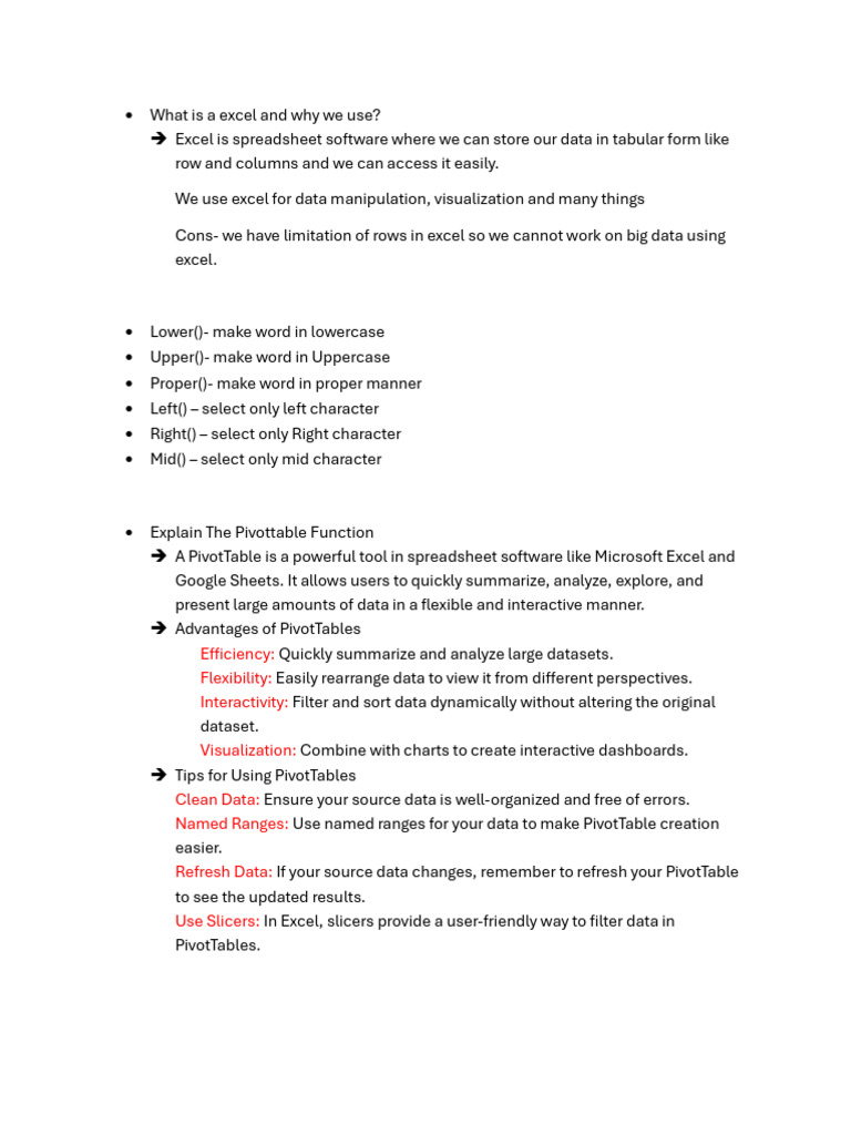 Mis Interview Quetions | PDF | Microsoft Excel | Macro (Computer Science)