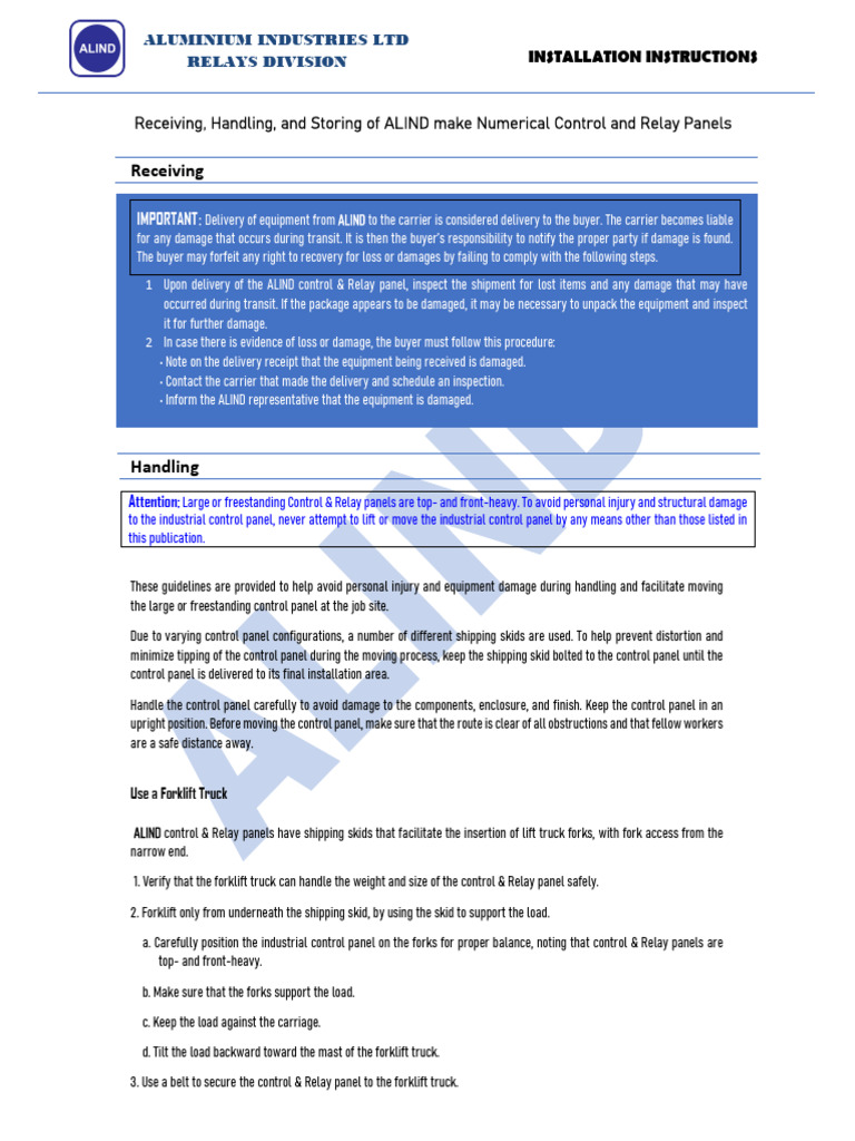 Alind Installation Instructions | PDF | Forklift | Manufactured Goods
