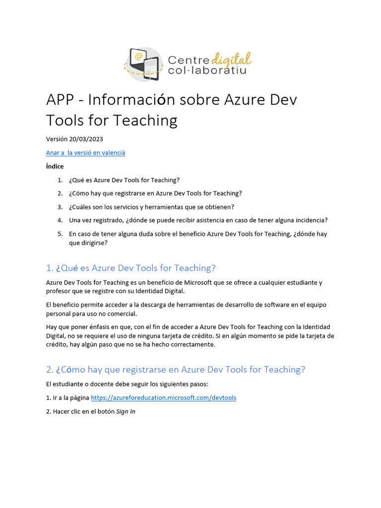 Guía Azure Dev Tools para Educación | PDF | Microsoft Azure ...