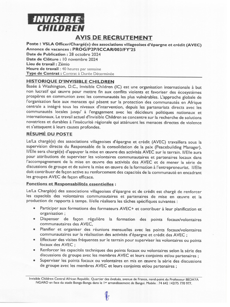 Avis VSLA Officer | PDF