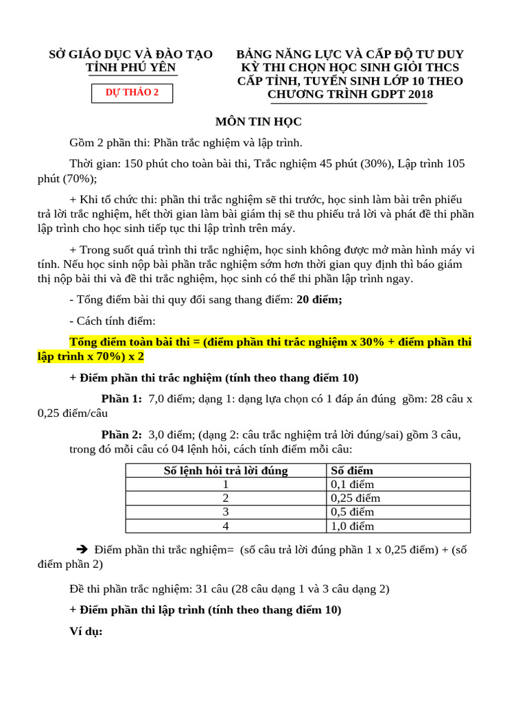 Cau Truc Bang Nang Luc Va Cap Do Tu Duy de Minh Hoa Tuyen Sinh Lop 10 Va HSG | PDF