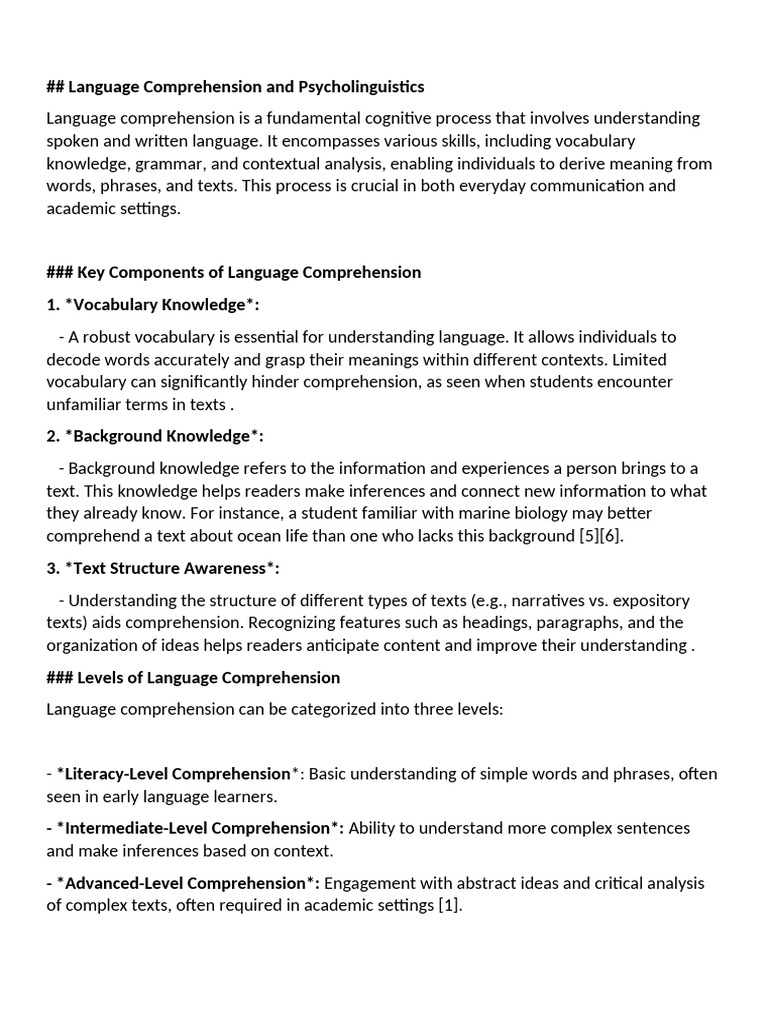Enhancing Language Comprehension Skills | PDF | Reading Comprehension ...