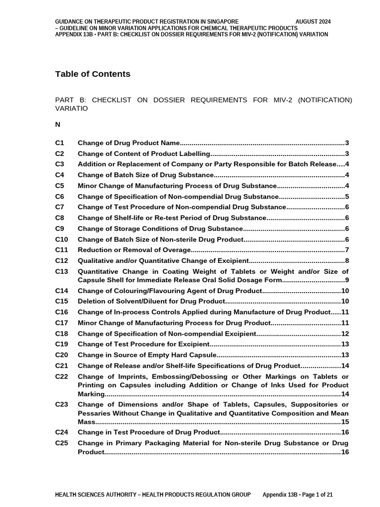 Appendix 13b - Part B - Checklist On Dossier Requirements For Miv 2 ...