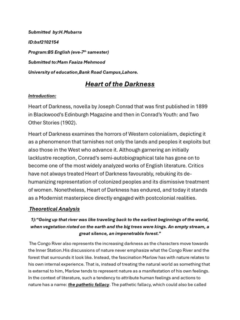 Heart of Darkness Analysis | PDF | Heart Of Darkness