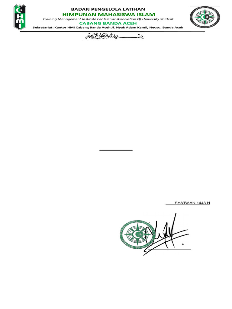 SK Kelulusan Kader HMI Adab Dan Humaniora | PDF