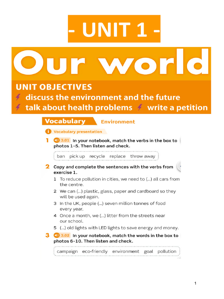 1.unit 1 DOSSIER - Our World (Future Simple) | PDF