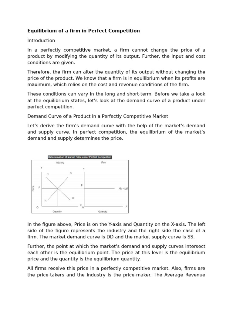 Firm Equilibrium in Perfect Competition | PDF | Economic Equilibrium ...