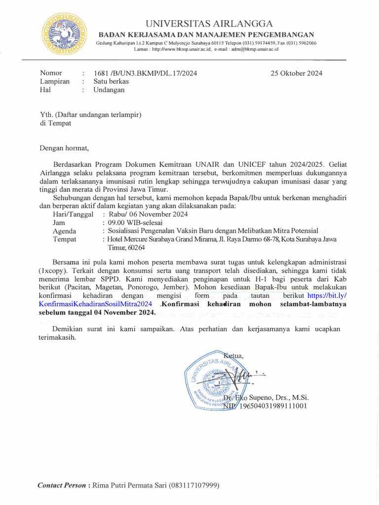 Undangan Sosialisasi Vaksin Baru UNAIR | PDF | Pengembangan Diri ...