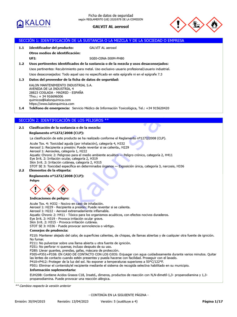 GALVIT AL AEROSOL Fds | PDF