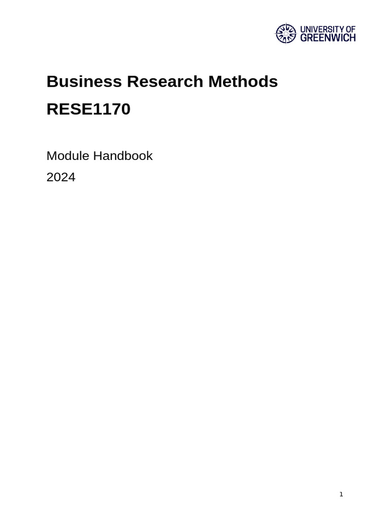 Business Research Methods Handbook 2024 | PDF | Methodology ...