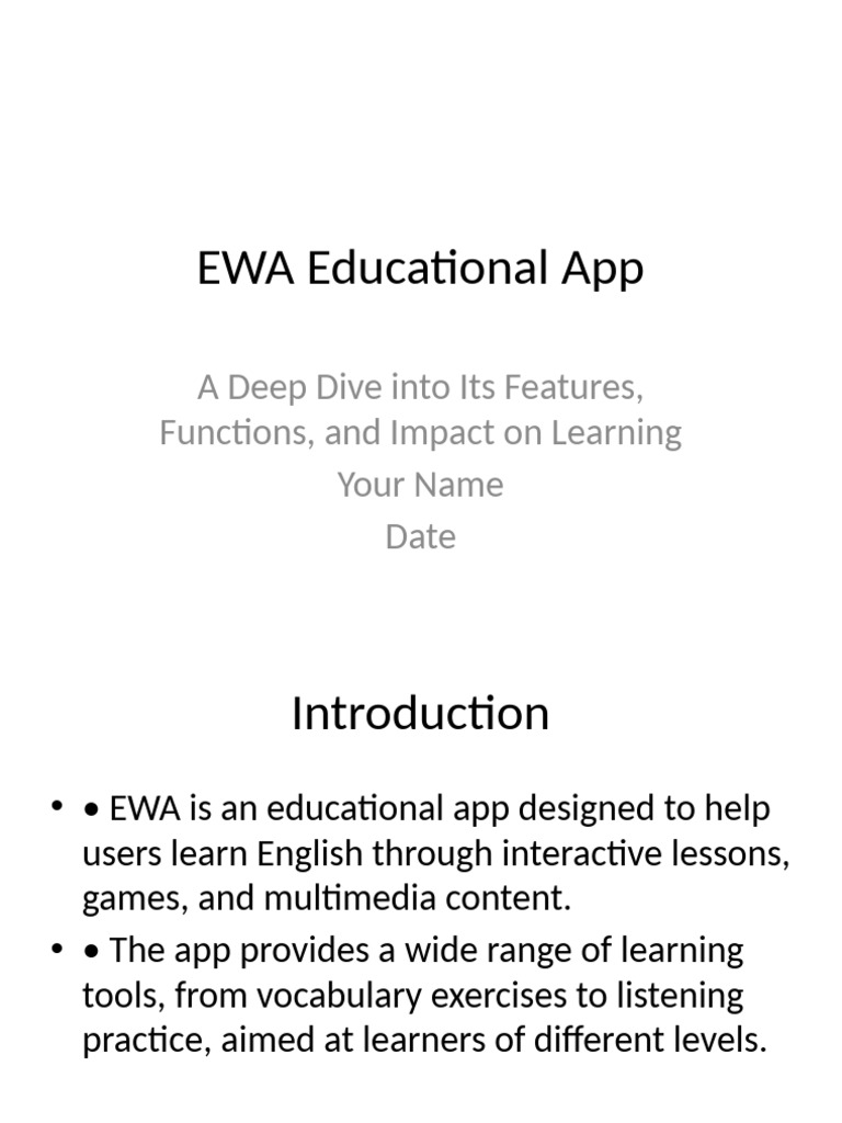 EWA Educational App Presentation | PDF | Vocabulary | Learning