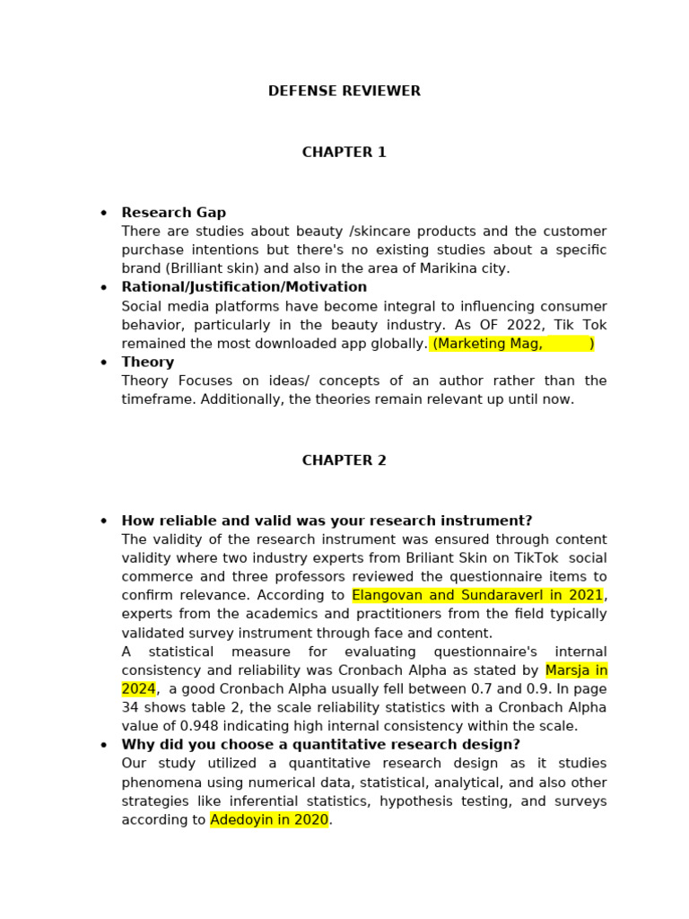 DEFENSE-REVIEWER | PDF | Statistics | Survey Methodology