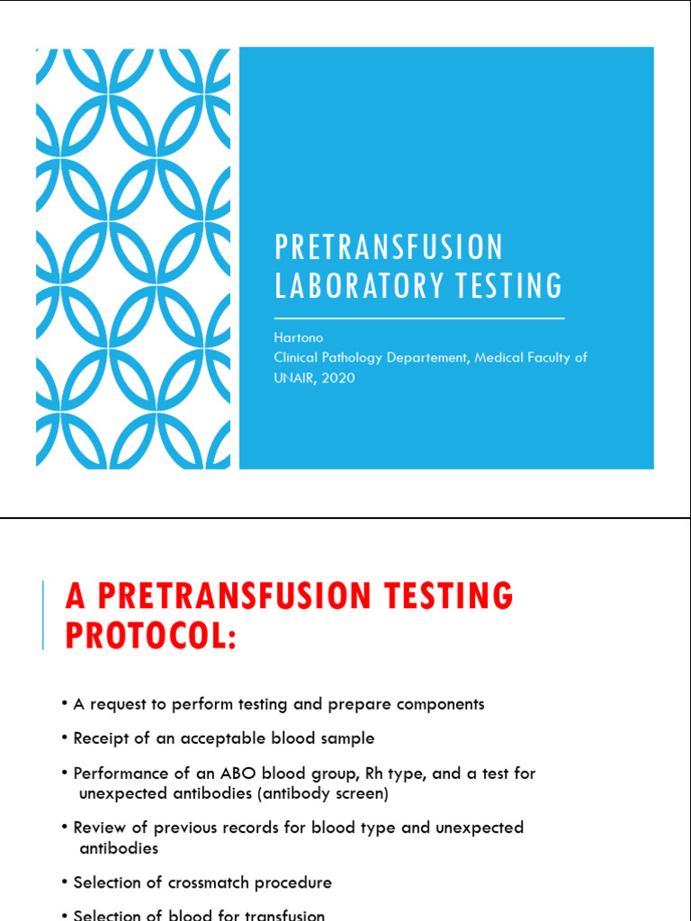 Pre-Transfusion Laboratory Testing | PDF | Blood Type | Blood Transfusion