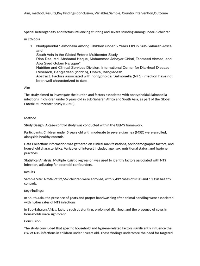 Spatial Heterogeneity and Factors Infuencing Stunting and Severe ... Spatial Heterogeneity and Factors Infuencing Stunting and Severe ...