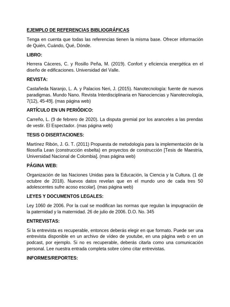 Ejemplo de Referencias Bibliográficas | PDF