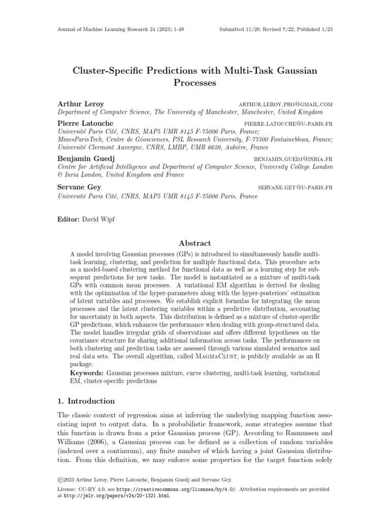 Multi-Task Gaussian Processes | PDF | Cluster Analysis | Normal Distribution