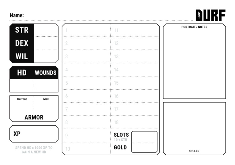 DURF Character Sheet | PDF