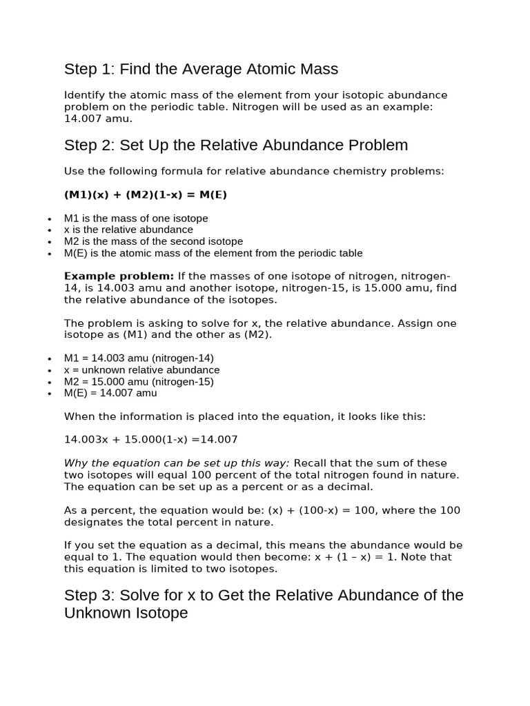 Steps For Finding The Average Atomic Mass | PDF | Isotope | Chemical ...