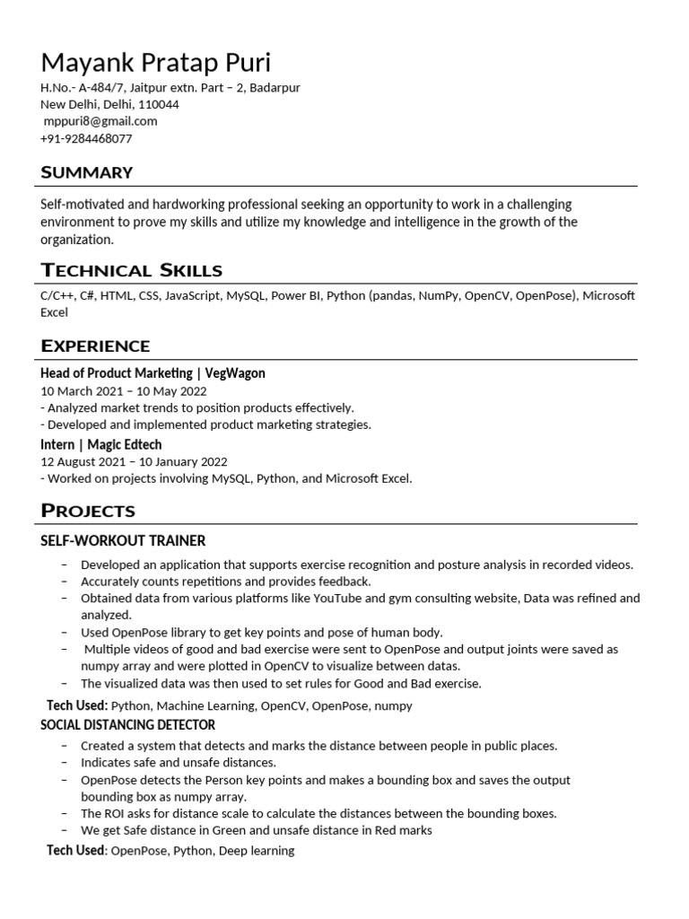 Mayank Pratap Puri - Resume | PDF | Computing