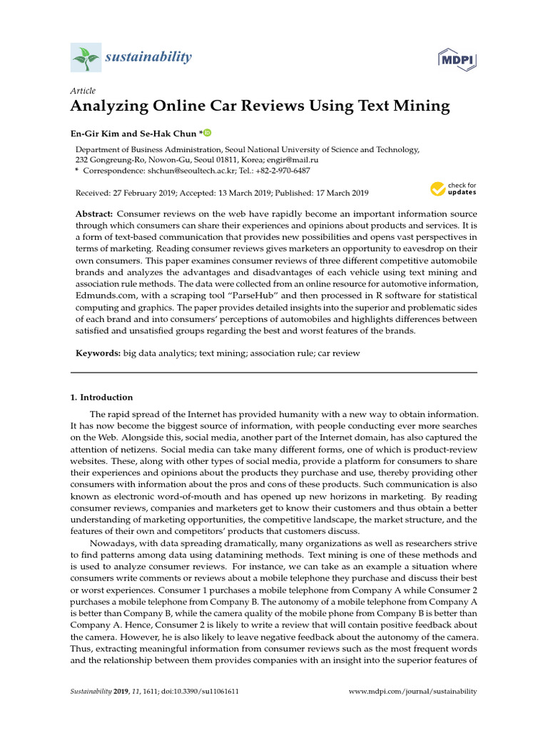Analyzing Online Car Reviews Using Text Mining | PDF | Data Analysis | Analytics