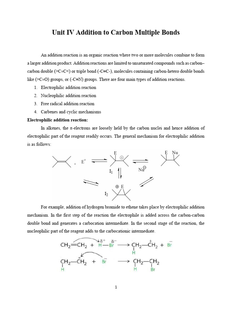 Addition Reactions of Carbon Multiple Bonds | PDF | Ester | Amide