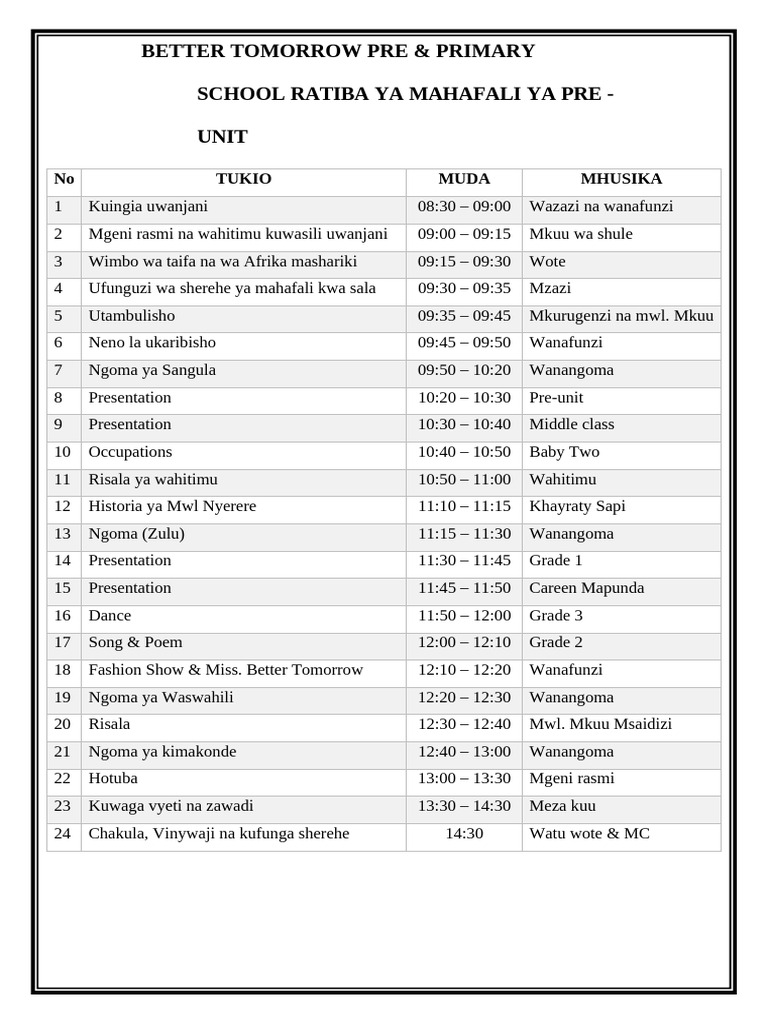 Graduation Timetable-1 | PDF